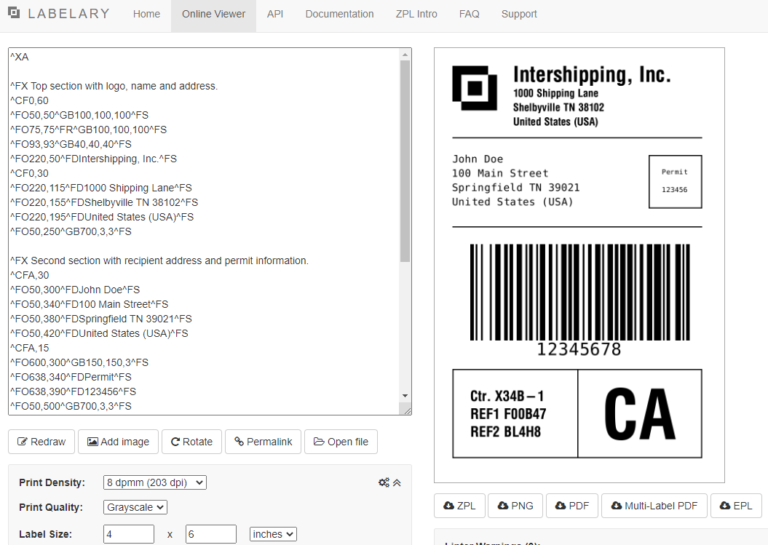 Zebra Printer print script example using ZPL
